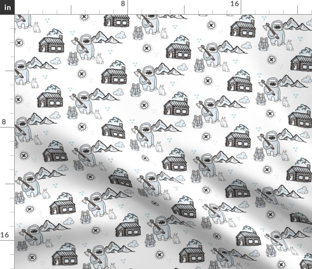 Yeti Fabric Yeti Land by Shopcabin Winter Yeti Nursery - Etsy