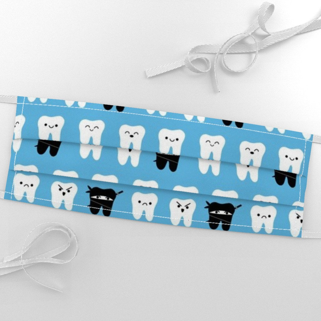 Teeth Fabric Way of the Ninja Tooth Blue by Clayvision - Etsy