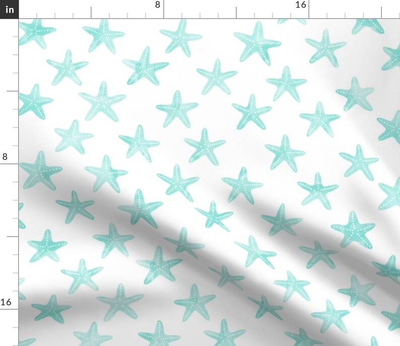 Ocean Stars Fabric Starfish Teal Mermaid Coordinate by - Etsy
