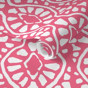 Pink Wallpaper Cobblestone Trellis Pink by Lulabelle Pink - Etsy