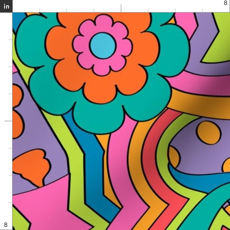 1960s Trippy Fabric - Psychedelic by Yesterdaycollection - Neon Rainbow ...