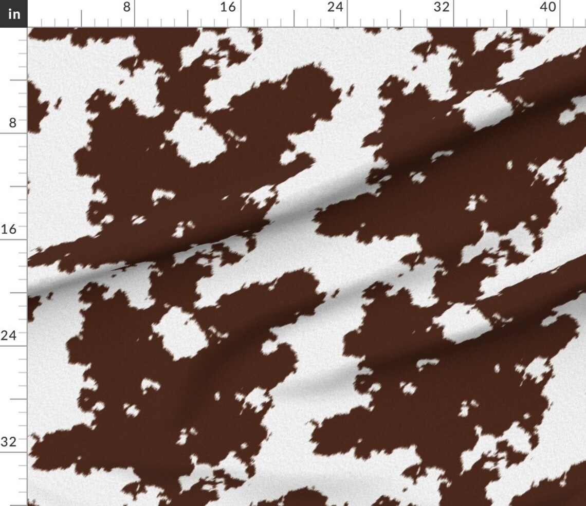 Cow Print Fabric Realistic Brown Cow Hide Animal Print by | Etsy Canada