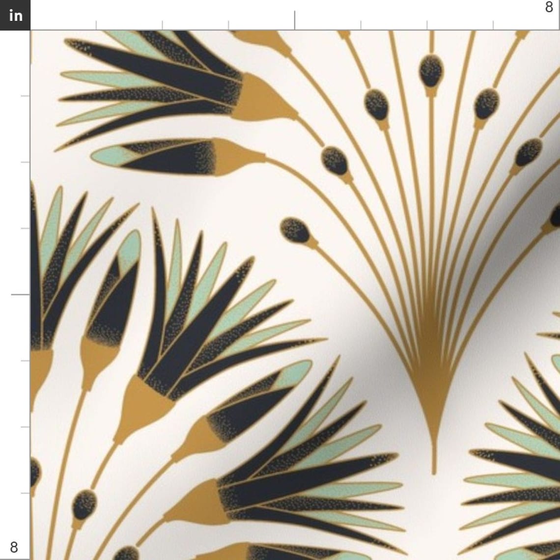 Art Deco Flower Fabric 1920s by Garabateo 20s Geometric - Etsy