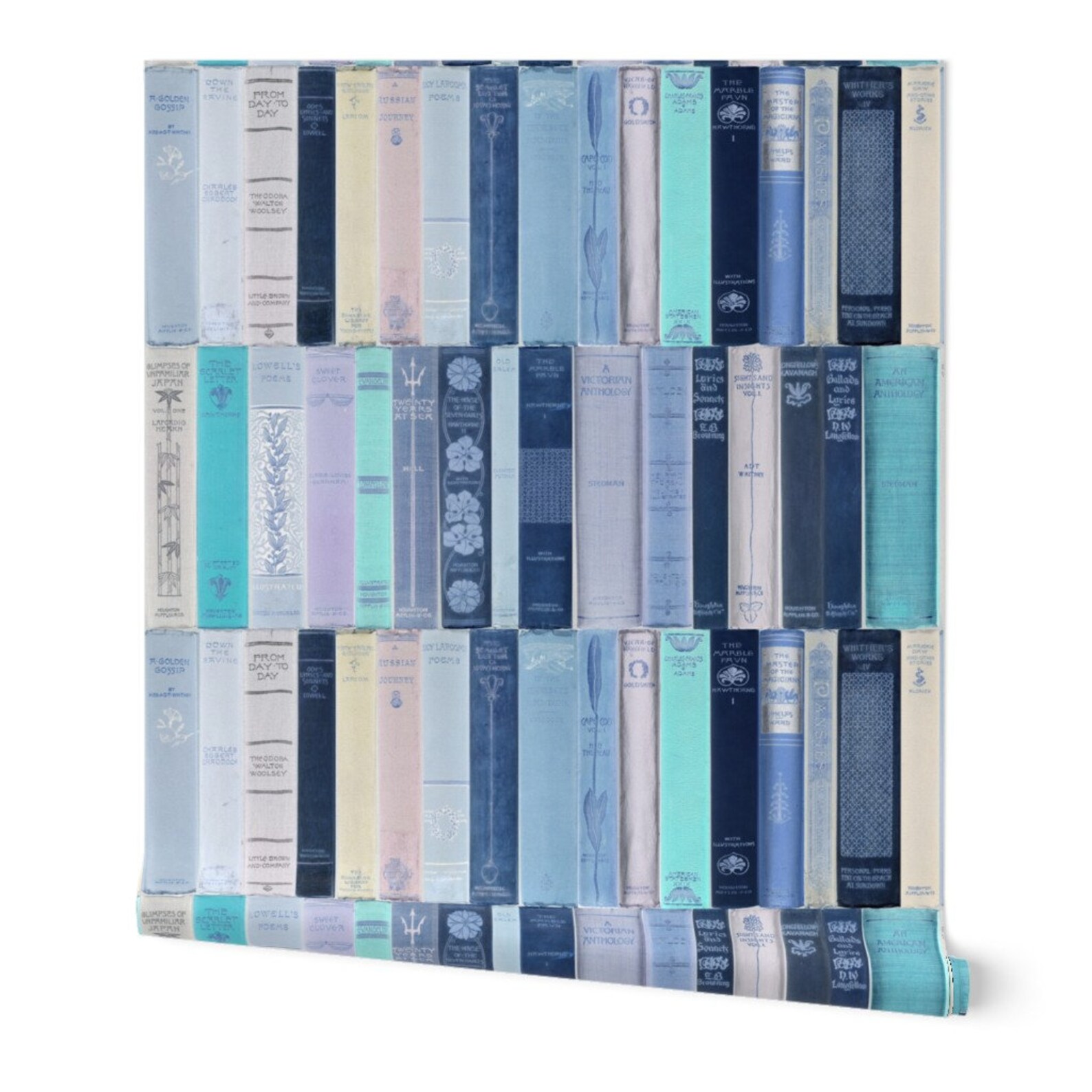 Books Wallpaper Instant Library Blue by Peacoquettedesigns - Etsy