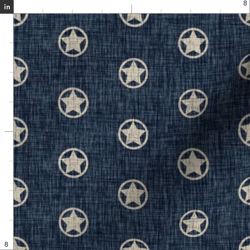 Western Fabric Western Stars Tan On Denim By Thecalvarium | Etsy