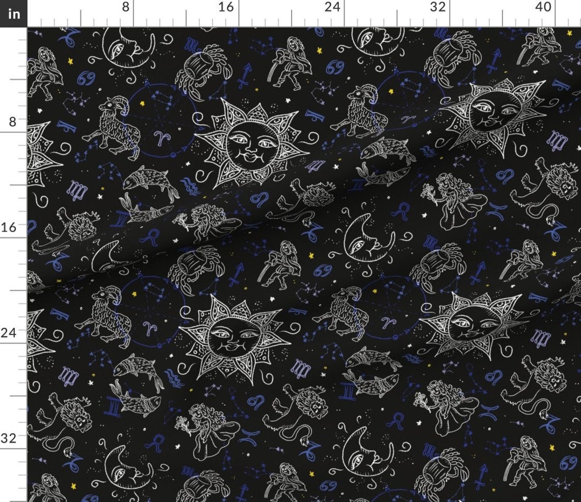 Zodiac Signs Illustration Fabric Zodiac by Pommynewyork - Etsy