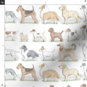 Dog Breeds Fabric Breeds of Dog by Elspethrosedesign Dog - Etsy