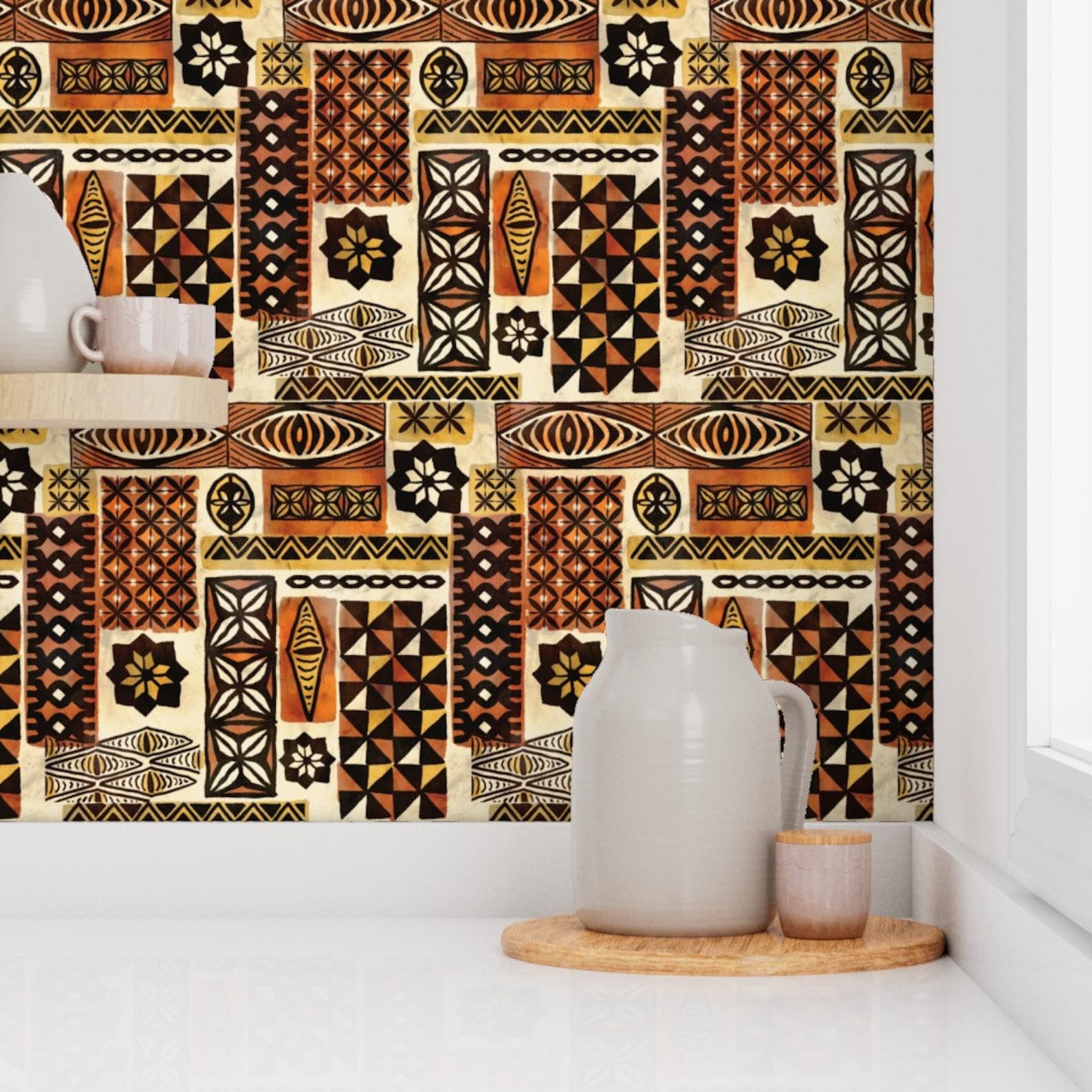 Hawaiian Tapa Wallpaper Mixed Tapa by Woodyworld Hawaiian - Etsy