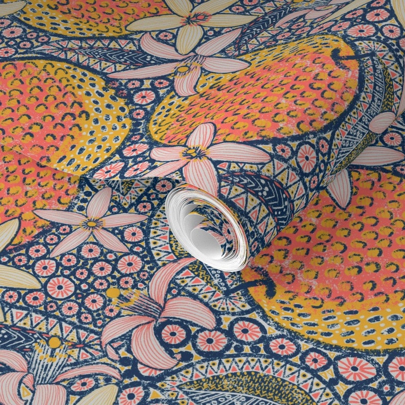 Orange Wallpaper African Oranges by Helenpdesigns Fruit - Etsy