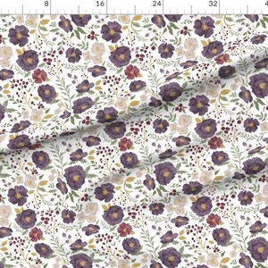 Purple Autumn Floral Fabric Saturated Autumn Meadow Fall Floral by ...