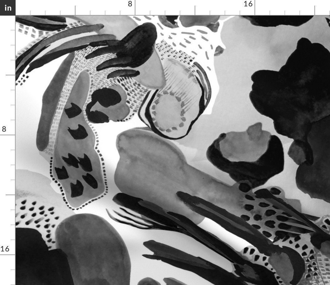 Abstract Black Watercolor Fabric Black and White Abstract - Etsy