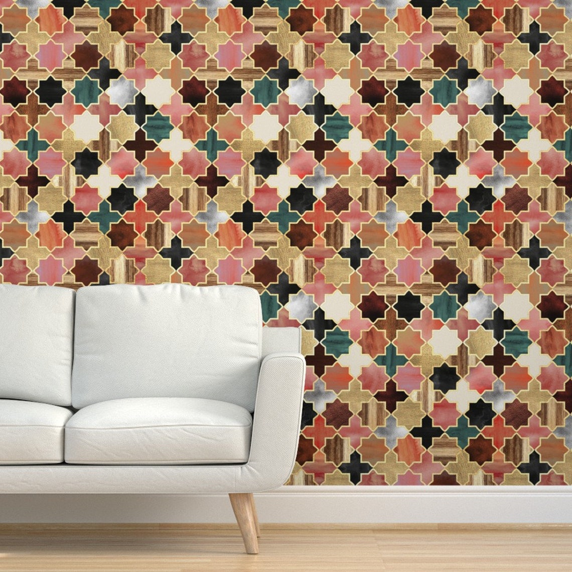 Moroccan Wallpaper Twilight Moroccan Textured Tile Pattern - Etsy