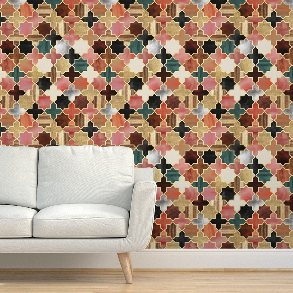 Moroccan Wallpaper Twilight Moroccan Textured Tile Pattern - Etsy