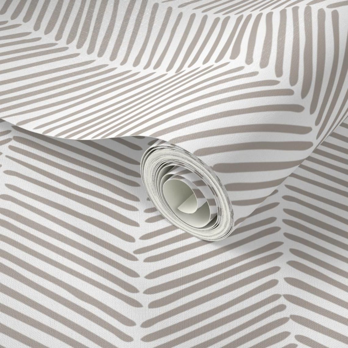 Herringbone Wallpaepr- Freeform Arrows Large in Greige by Domesticate ...