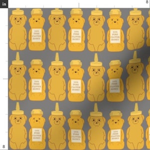 Honey Bear Fabric Honey Bears Grey by Heidikenney Kitsch - Etsy