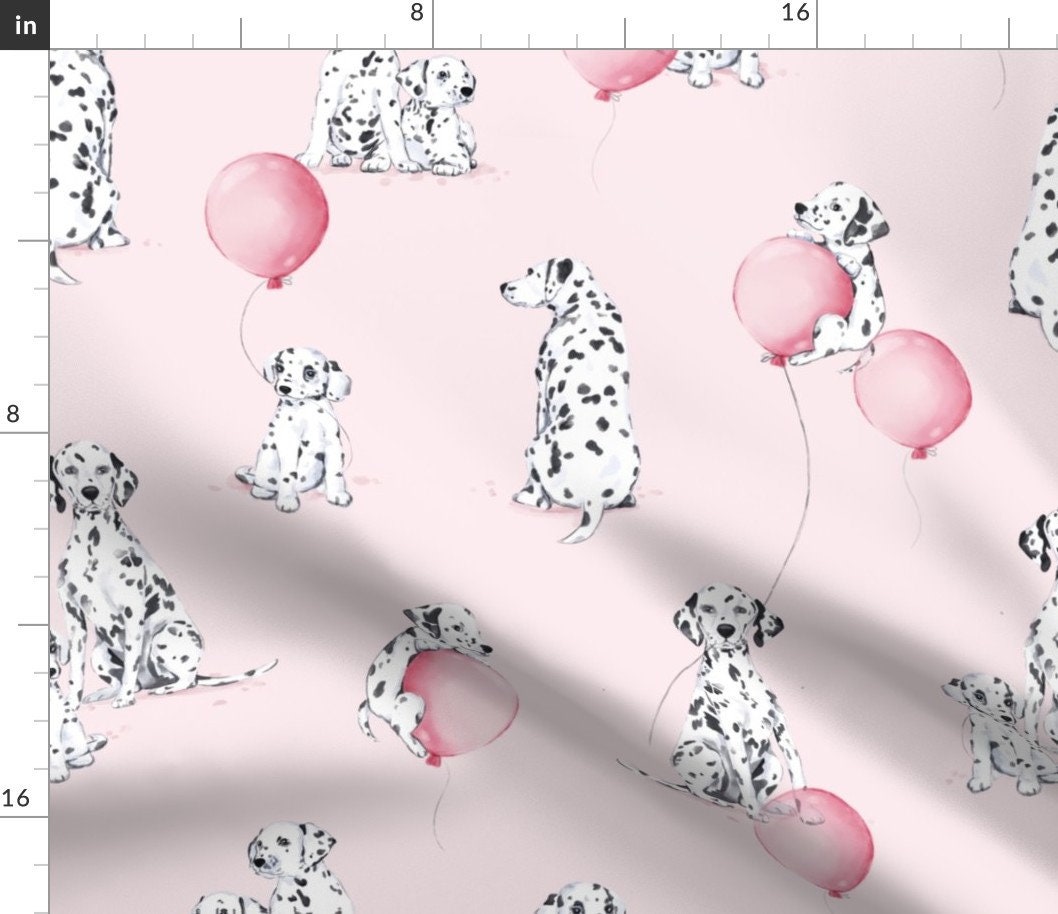 Dalmatian Fabric Watercolor Dalmatians Pink by Ewa | Etsy