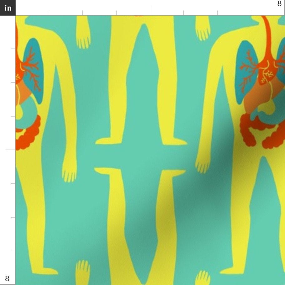 Body Anatomy Fabric modern Medical Illustration by - Etsy