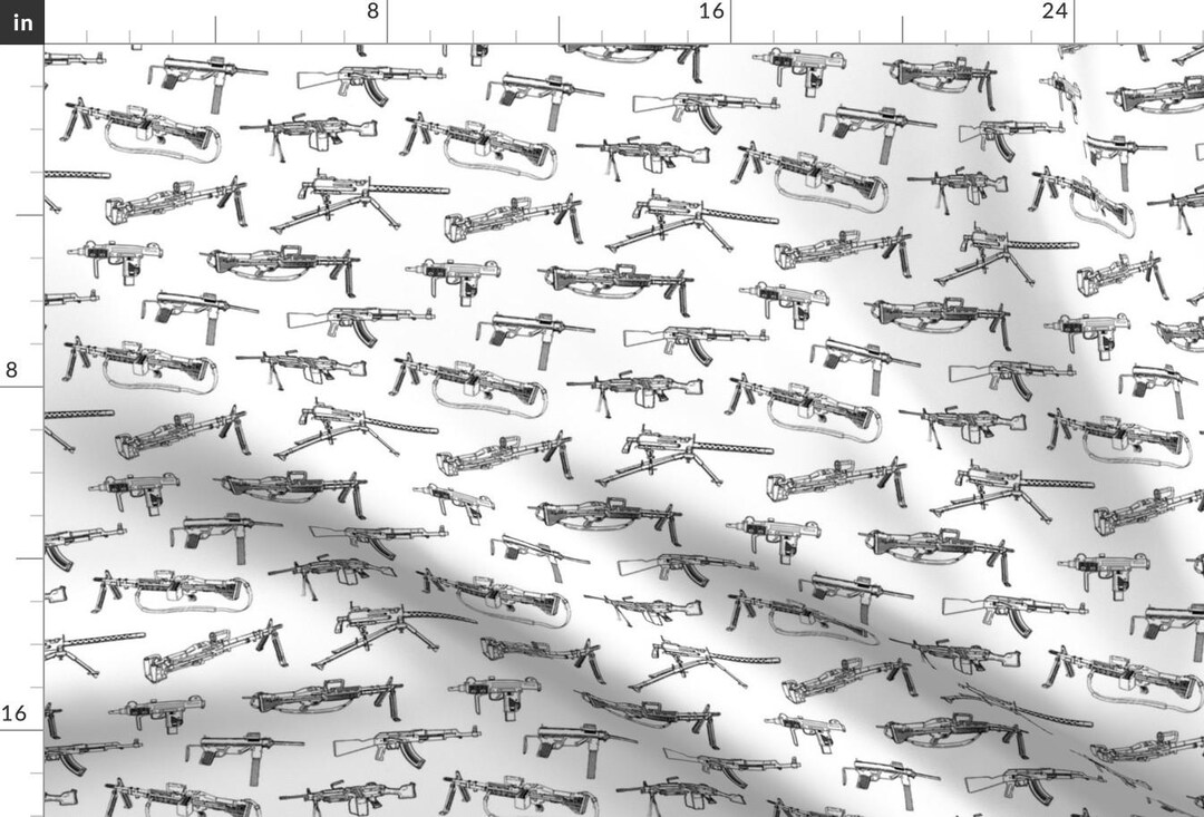 Machine Gun Fabric - Machine Guns by Thinlinetextiles - Machine Gun ...