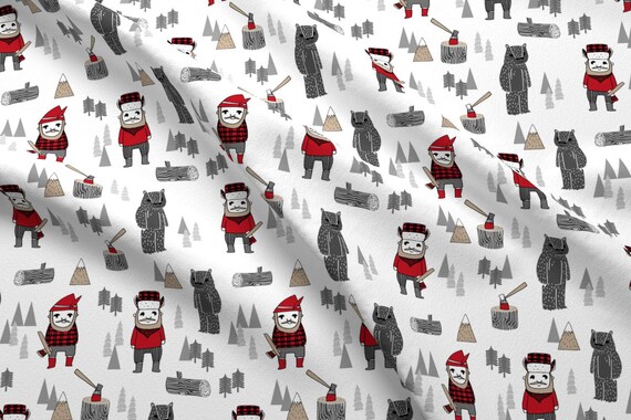 Lumberjack Fabric Lumberjack Woodcutter Woodland Forest Fall | Etsy