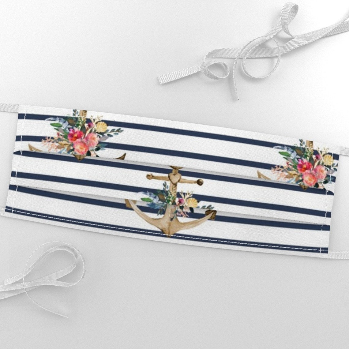 Anchor Fabric 7 Blue Stripes Boho Floral Anchor by | Etsy