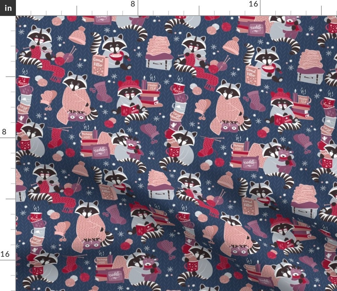Raccoon Fabric Hygge Raccoon by Selmacardoso Raccoons Cute Winter ...