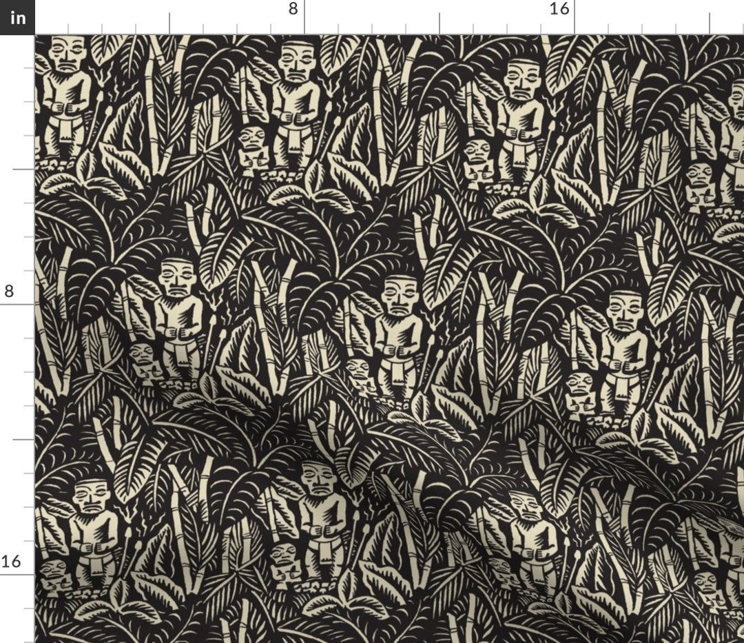 Tiki Fabric Atua Aru 1a by Muhlenkott Tiki Hawaiian - Etsy