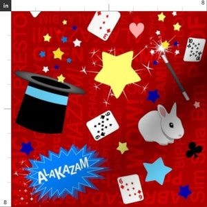 Magician Fabric Magic / Magician Pattern in Red by Inspirationz Magic ...