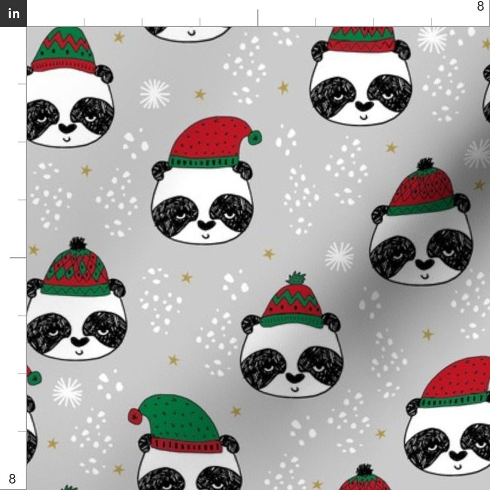 Santa Panda Fabric Winter Panda Holiday Christmas Cute Panda - Etsy