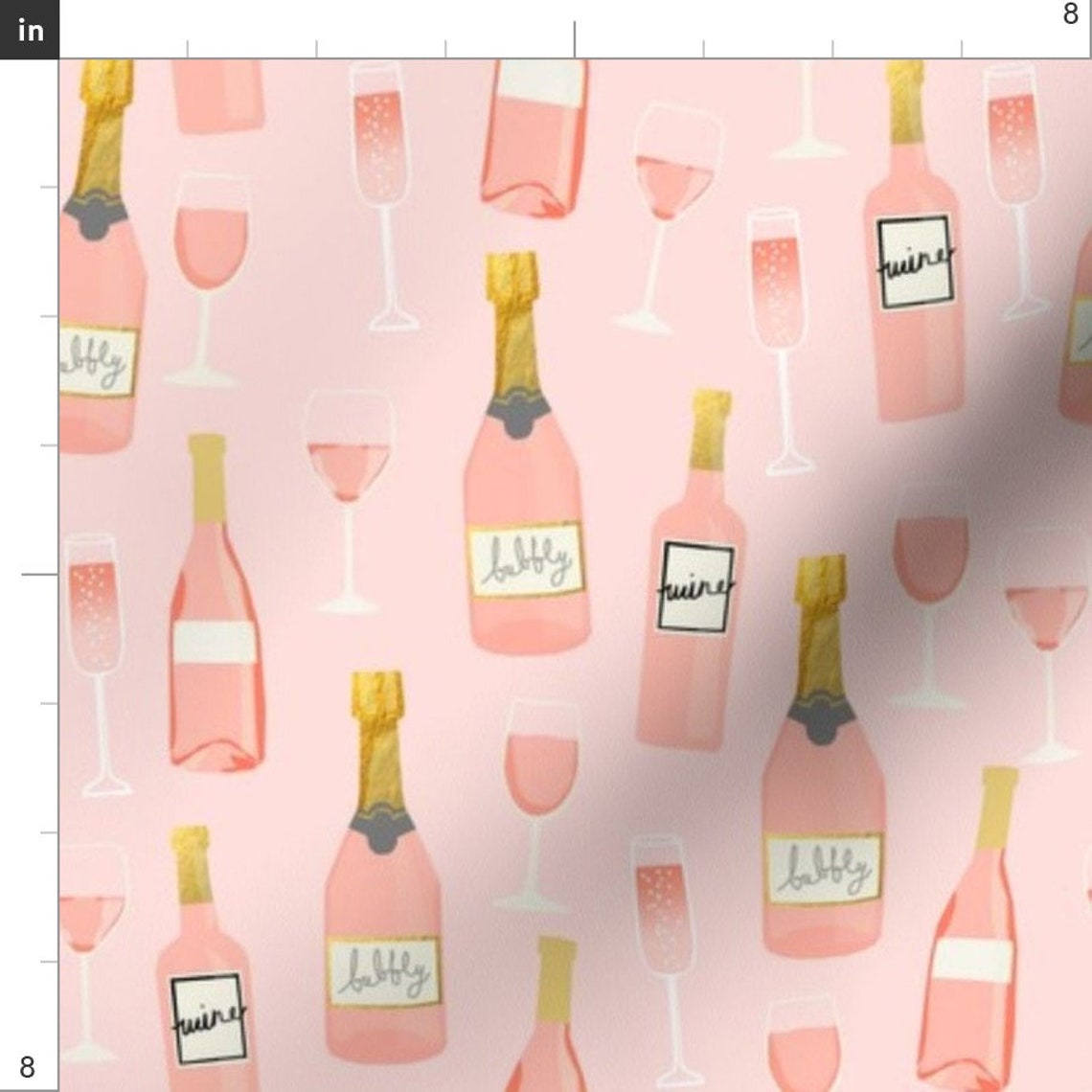 Wine Fabric Rosé All Day Wine Fabric Brunch Pink by | Etsy