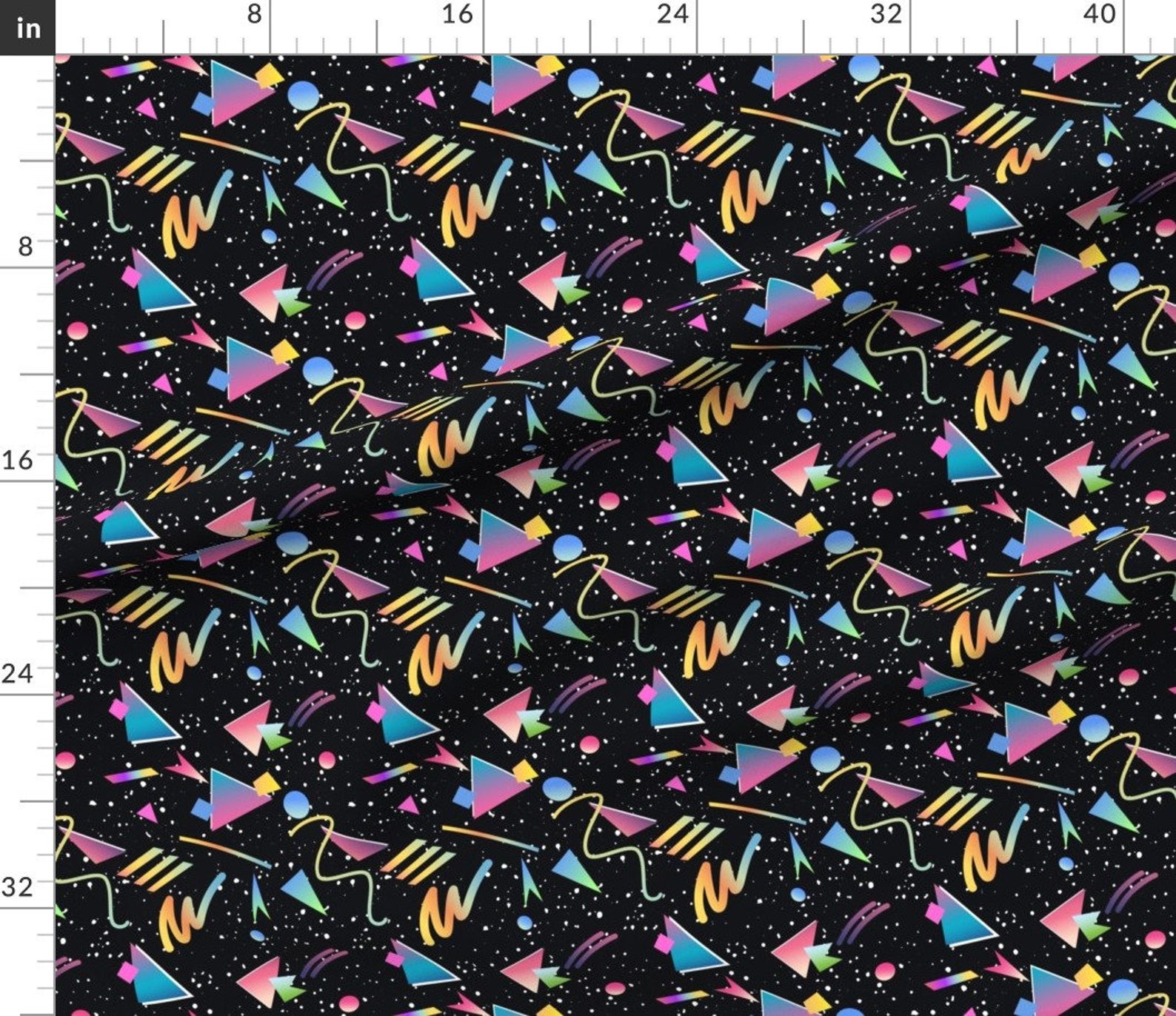 1980s Fabric Stuck in the 80s by Rosetipitinodesigns Black | Etsy Canada