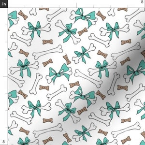 Christmas Fabric Dog Bones White Turquoise by - Etsy