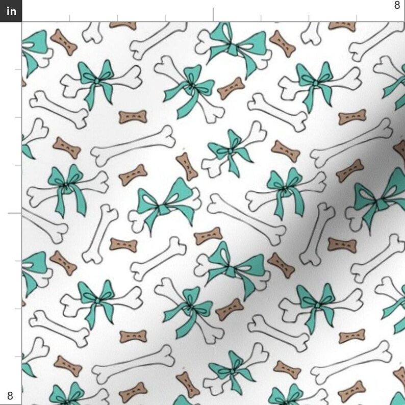 Christmas Fabric Dog Bones White Turquoise by - Etsy