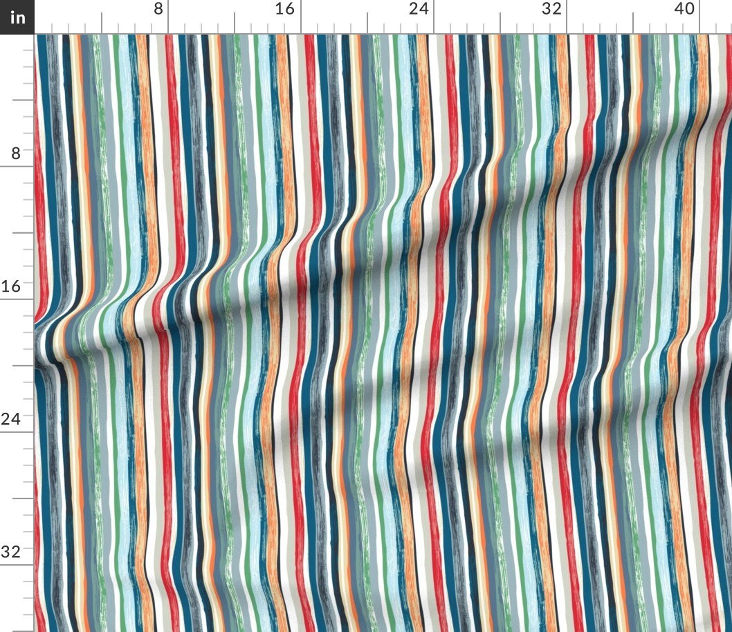 Retro Watercolor Stripe Fabric Coastal Stripe by - Etsy