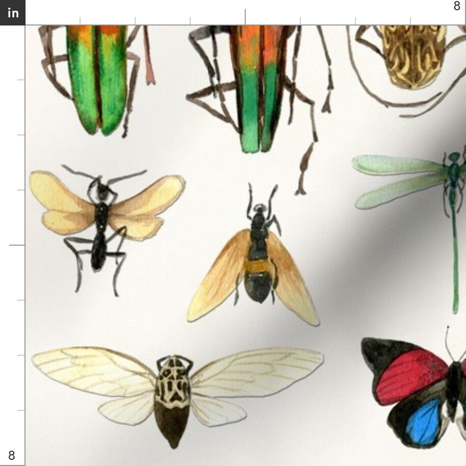 Insects Fabric the Usual Suspects by Cecca Insects Bug | Etsy