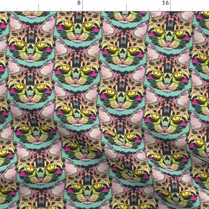 80s Cat Fabric Neon Tabby by Jto 80s Cat Rad Bright Kitty Cats Hipster ...