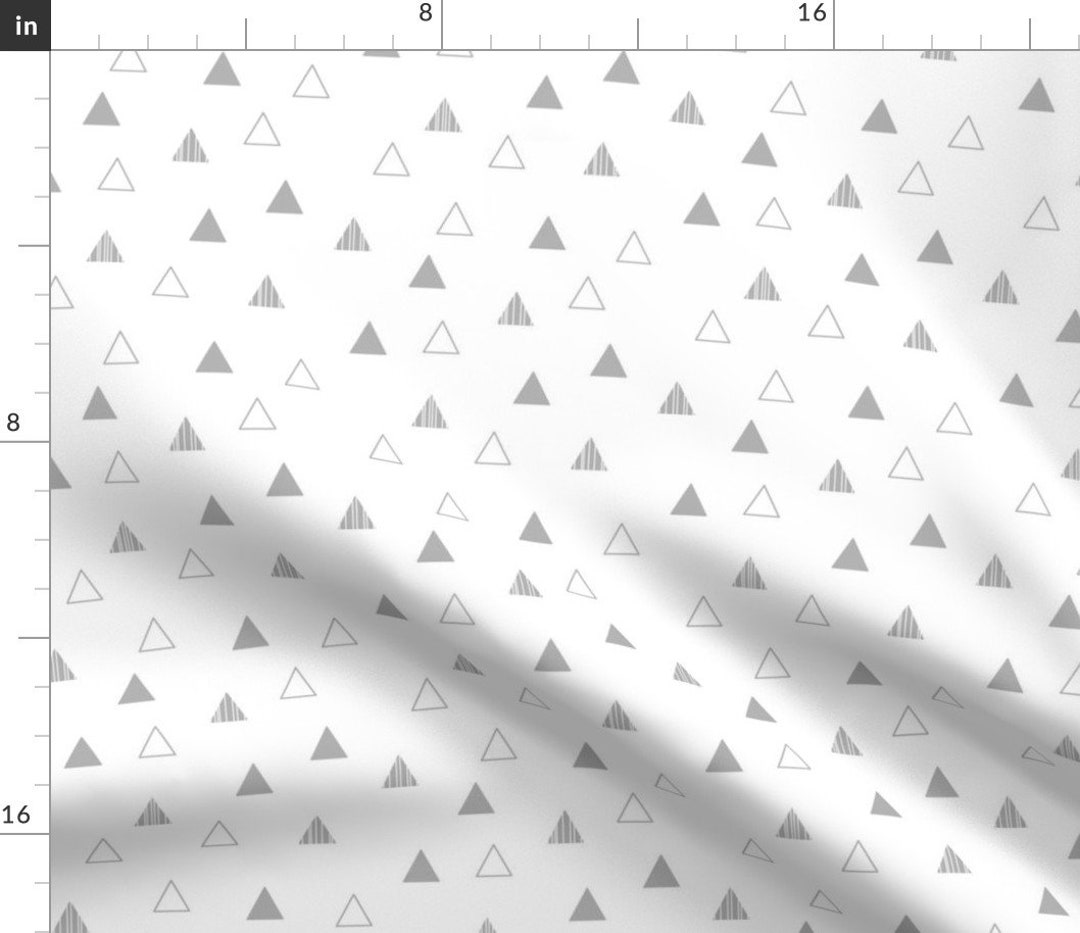 Small Gray Triangles Fabric Cheeky Triangles Gray on White by ...