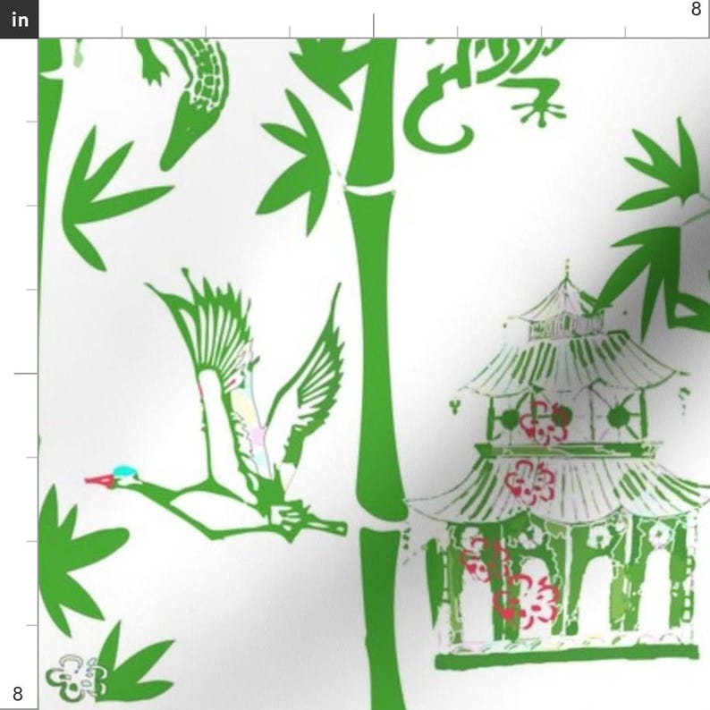 Chinoiserie Fabric - Palm Beach Garden Chinoiserie by Bitter&jaded ...