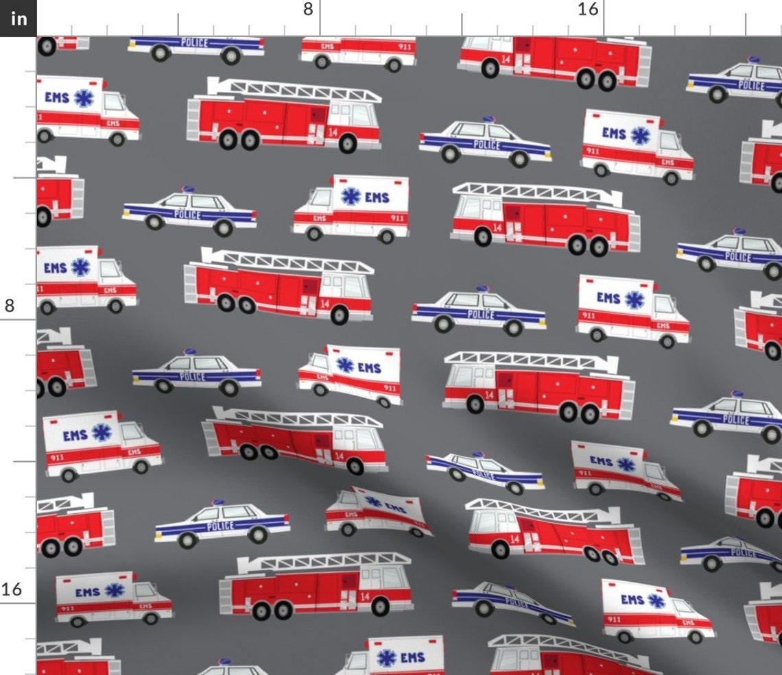 Ambulance Fabric Large Scale First Responders Vehicles By | Etsy