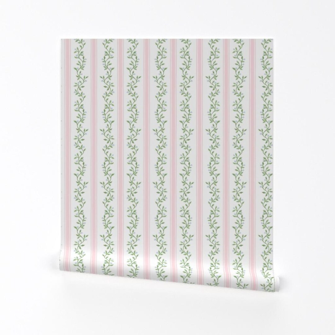 Pink Regency Stripe Removable Peel and Stick Wallpaper - Cottagecore ...