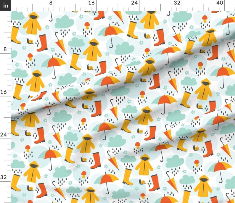 April Showers Raincoat Umbrella Fabric Colorful April Shower | Etsy