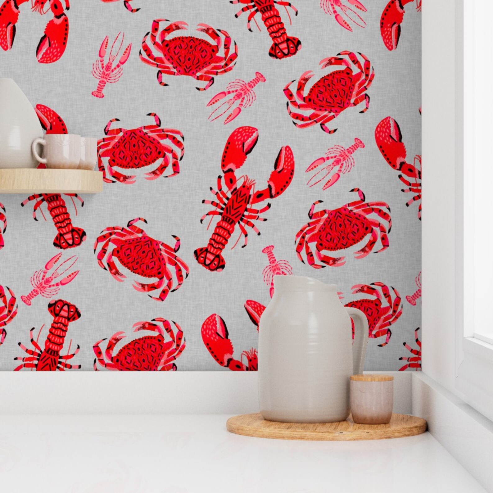 Crab Wallpaper Crab Lobsters Ocean Nautical Red Summer Food - Etsy