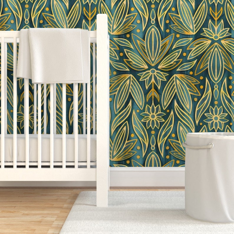 Rococo Wallpaper Rococo Yellow Enamel Art Deco by Tigatiga - Etsy