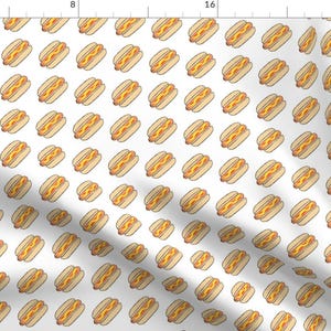 Hot Dog Fabric Tiny Hot Dogs on White by Tarareed Hot Dog Novelty Food ...