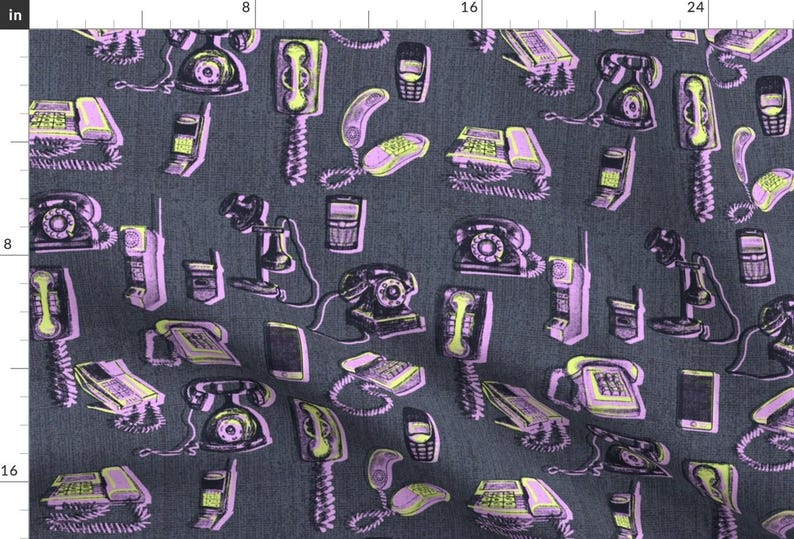 Phone Fabric - Phones Phones Phones Pinks by Abbieuproot - Telephones ...