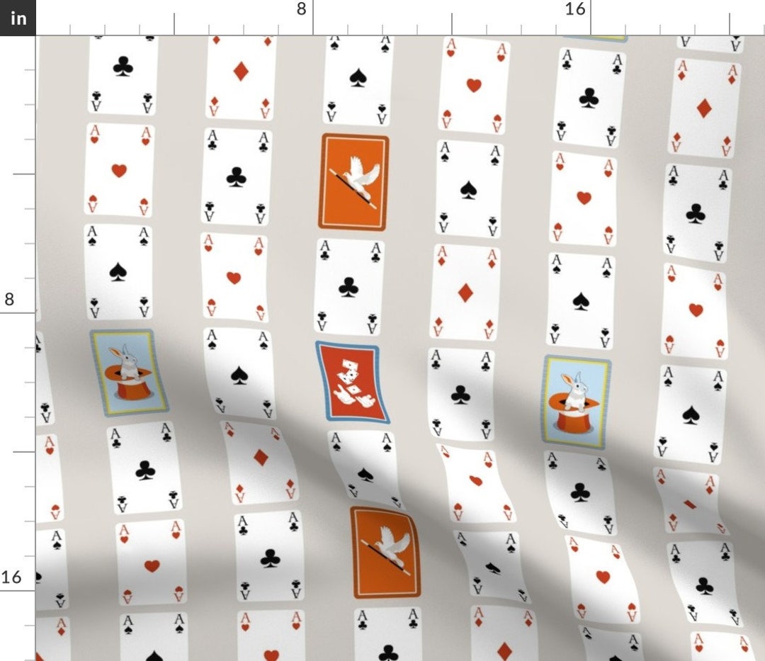 Playing Cards Fabric Four Aces grey by Vannina Playing Cards Game Deck ...