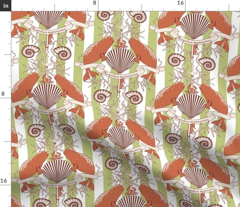 Narwhal Crest Fabric Brown Narwhal Crest by Sufficiency - Etsy