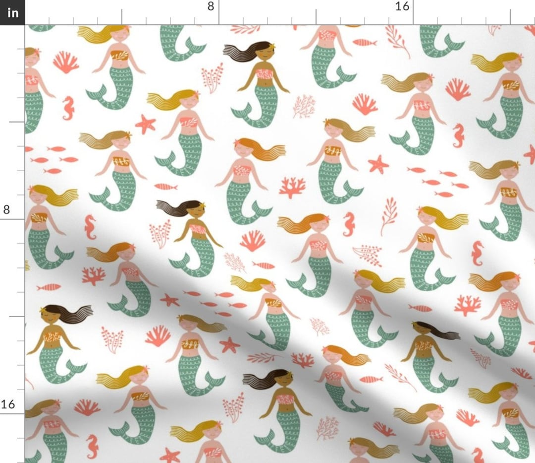 Mermaids Fabric Serene Sirens by Lellobird Mermaid Girls - Etsy