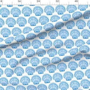 Summer Seashells Upholstery Fabric- Clams by Vivdesign - Coastal Beach ...