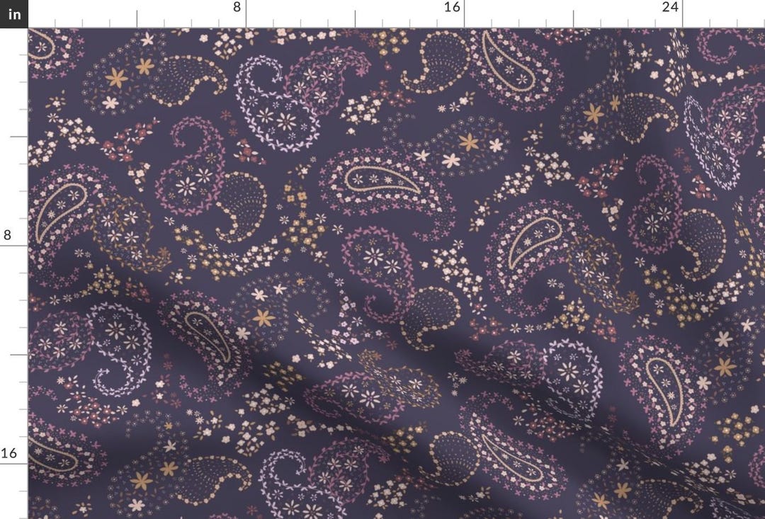 Boho Fabric Paisley Dreams By Anthea Jacklin Purple Floral Flower Paisley Retro Unique Boho ...