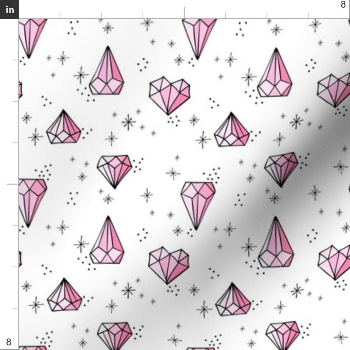 Pink Jewels Fabric Jewels Pink by Howjoyful Jewels Crystal - Etsy